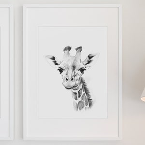 Nursery Safari Animals Black and White Watercolor, Set of 6, Printable ...