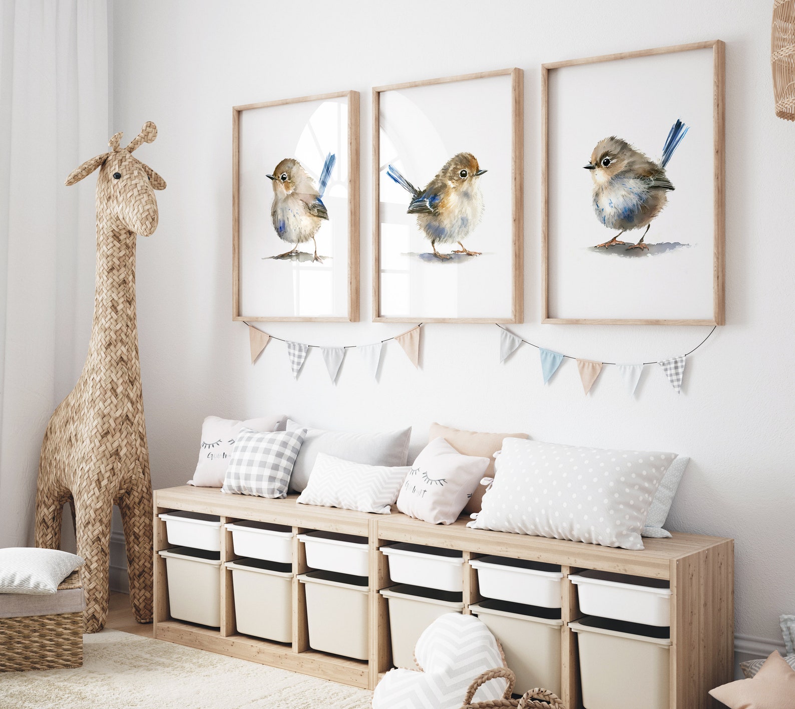 Cute Baby Bird Nursery Art, Set of 3, Watercolor Birds - Nursery Decor ...