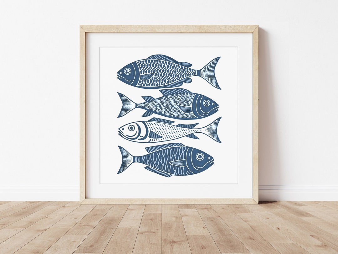 Scandinavian Style Fish Art Modern Art | Kitchen Art Wall Decor ...