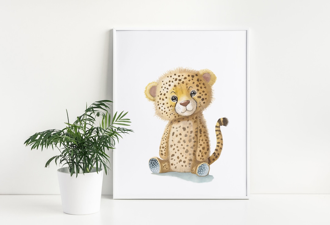 Nursery Safari Animals, Nursery Cheetah - Cute Stuffy Animal Watercolor ...