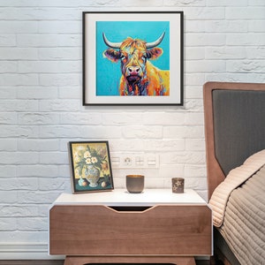 Colorful Highland Cow Painting - - Etsy