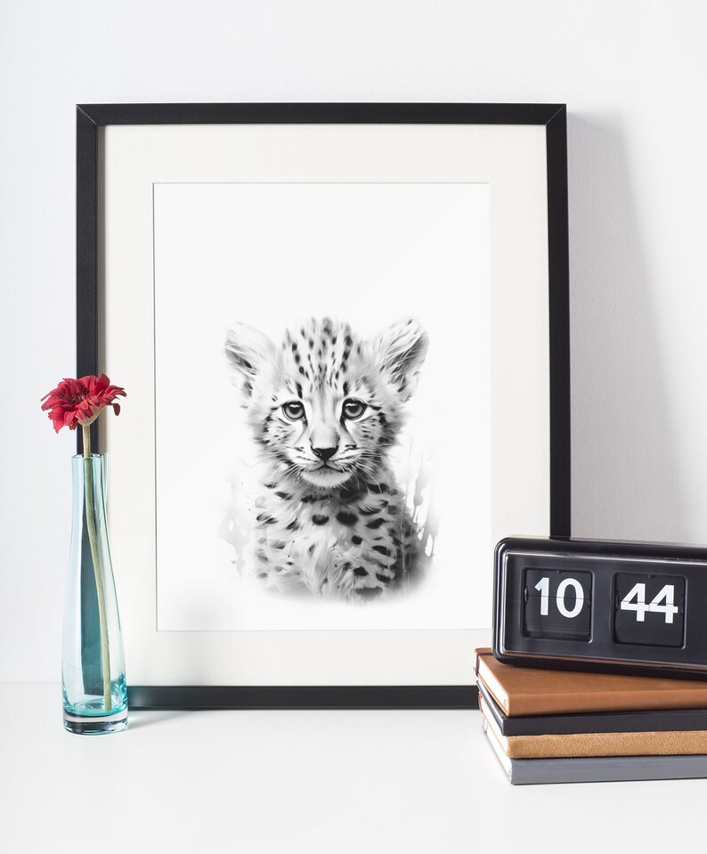 Nursery Safari Animals Black and White Watercolor Set of 6 - Etsy