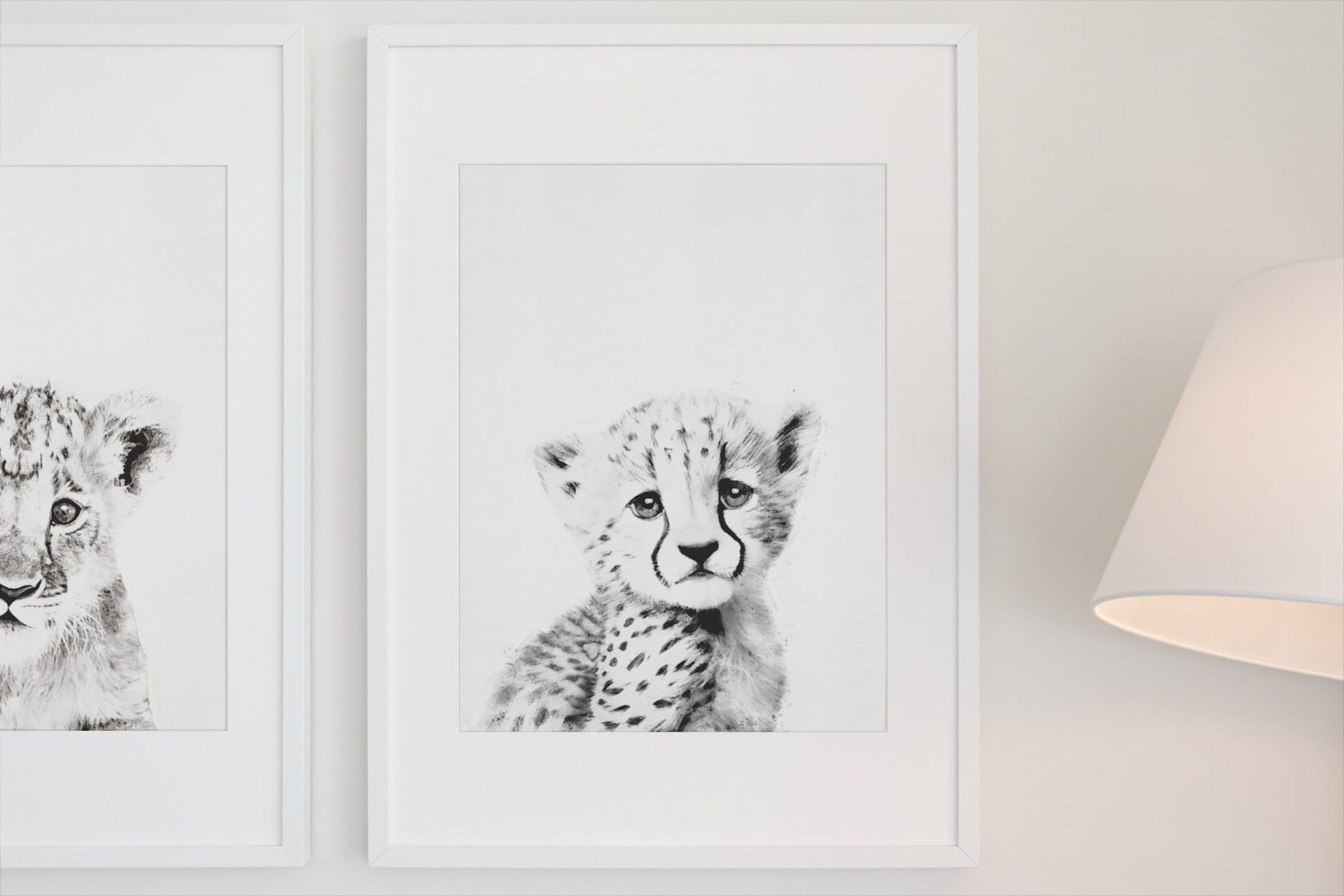 Nursery Safari Animals Black and White Watercolor, Set of 6, Printable ...