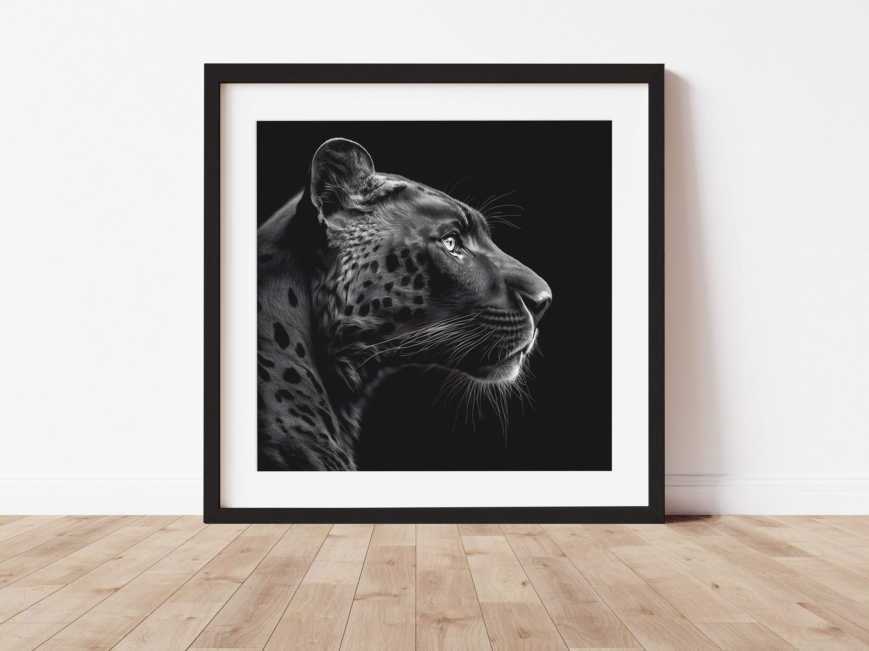 Black Panther Portrait Profile, Black and White Print, Black Panther ...