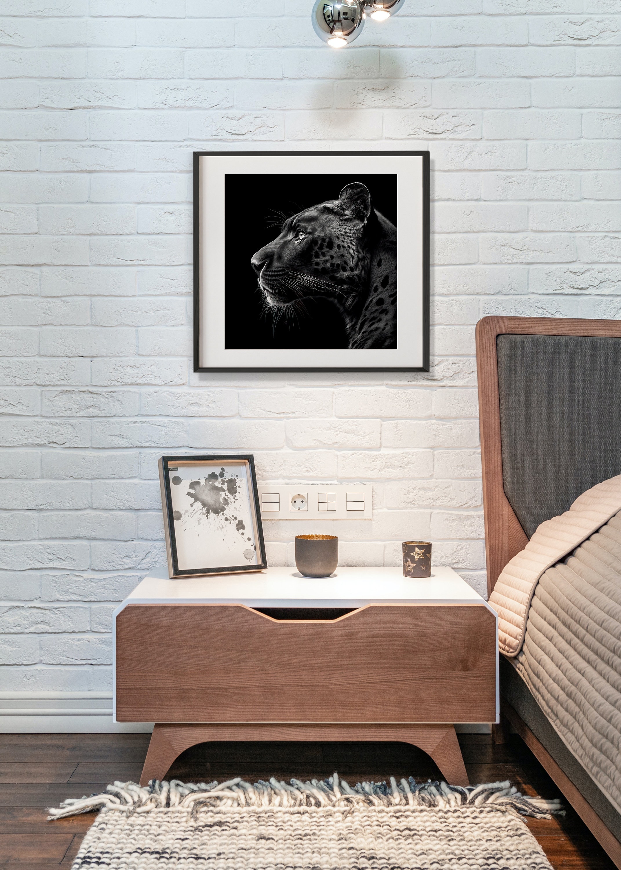 Black Panther Portrait Profile, Black and White Print, Black Panther ...
