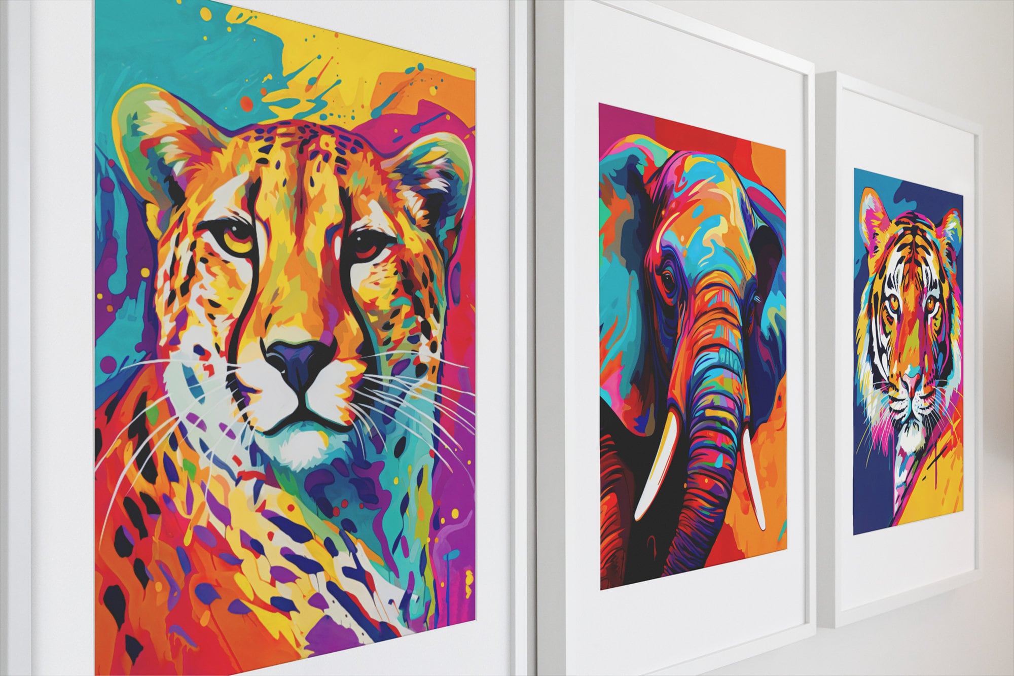 Colorful Safari Animal Print, Set of 12, Bright Colorful Nursery Art ...