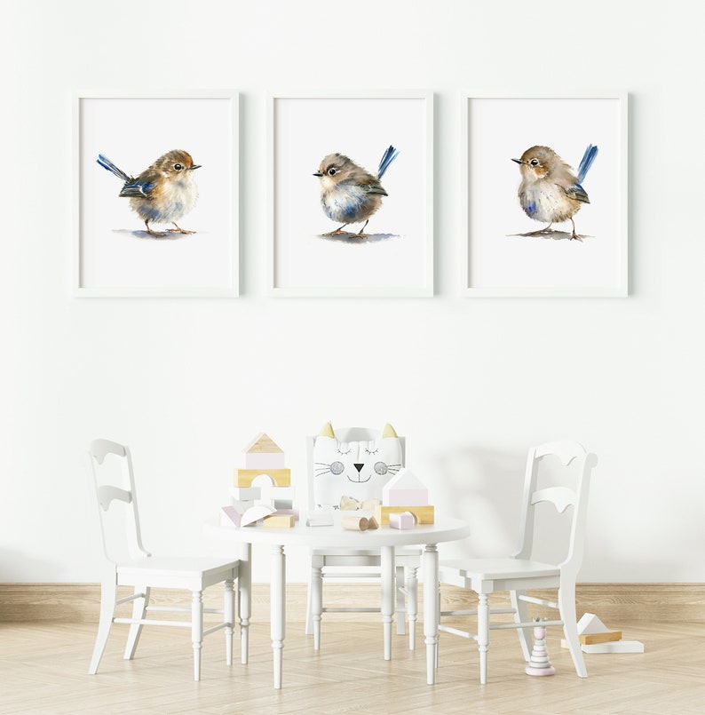 Cute Baby Bird Nursery Art Set of 3 Watercolor Birds - Etsy