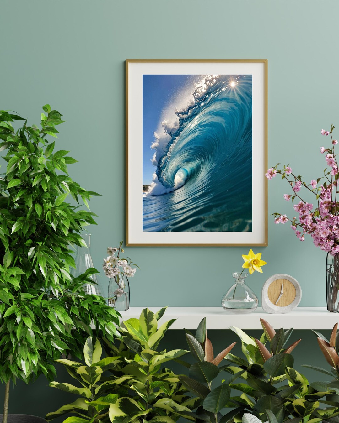 Sunlit Curl: Ocean Wave Photography Print | Surf Art Print | Ocean Wave ...