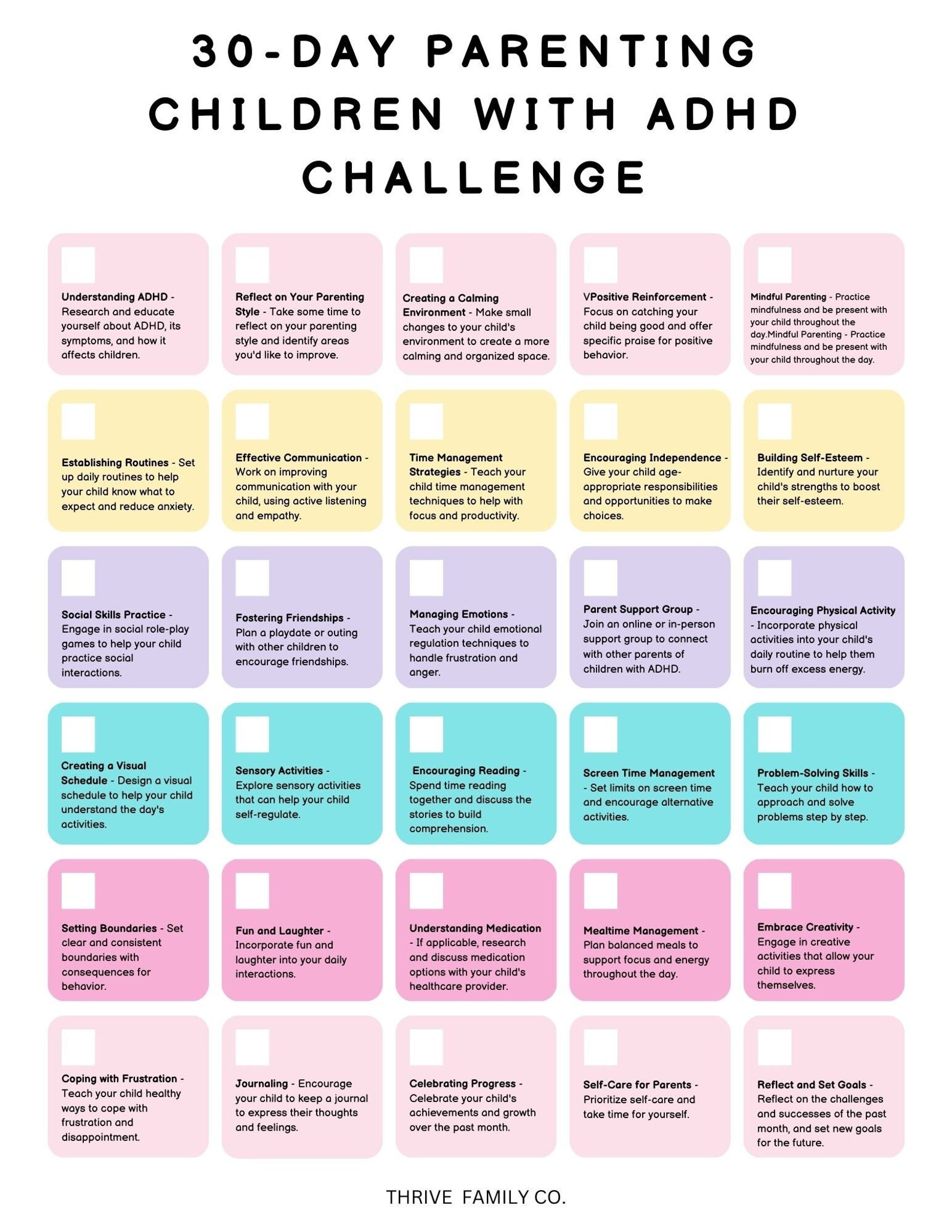 30-day Parenting Children With ADHD Challenge - Etsy
