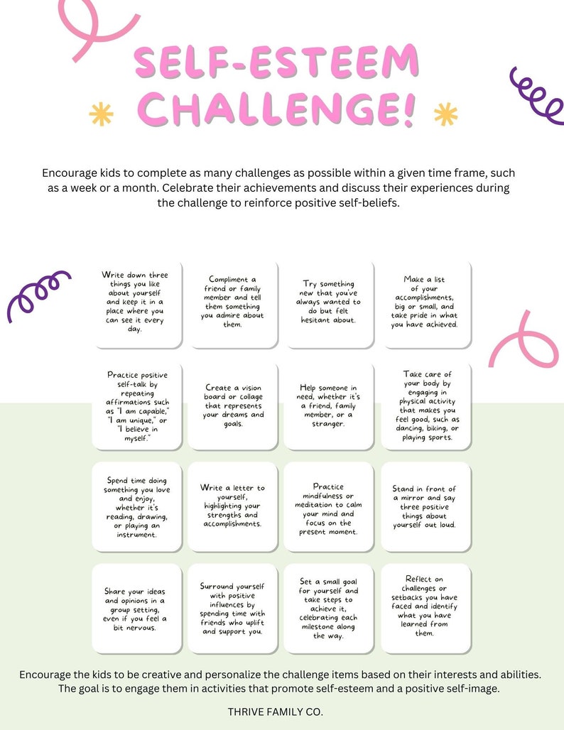 Self-esteem Challenge - Etsy