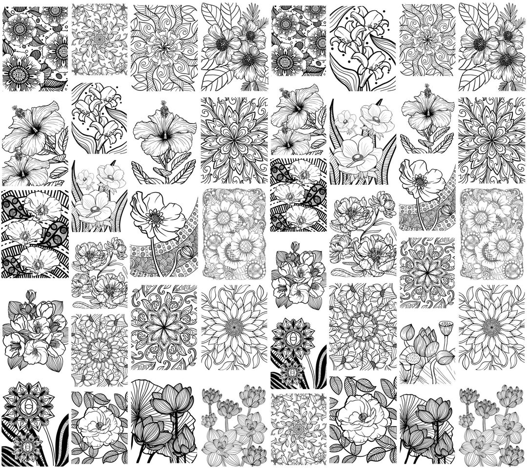 Zen Flower Colouring Pages - Etsy