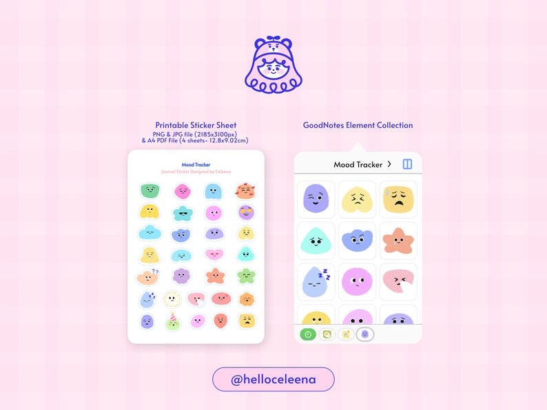30 Mood Tracker Cute Digital Journal Stickers Printable Sticker Sheet ...
