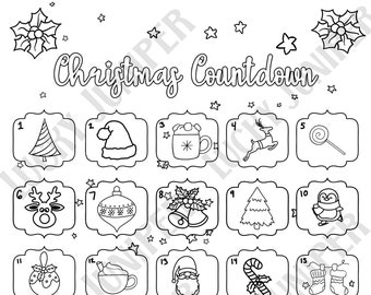 printable christmas countdown coloring pages