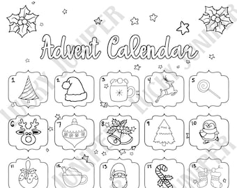 Penguins & Gnomes Advent Calendar Printable Coloring Pages Christmas ...