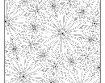 Coloring Page Floral Star Mandala Flower Geometric Repeating Pattern ...