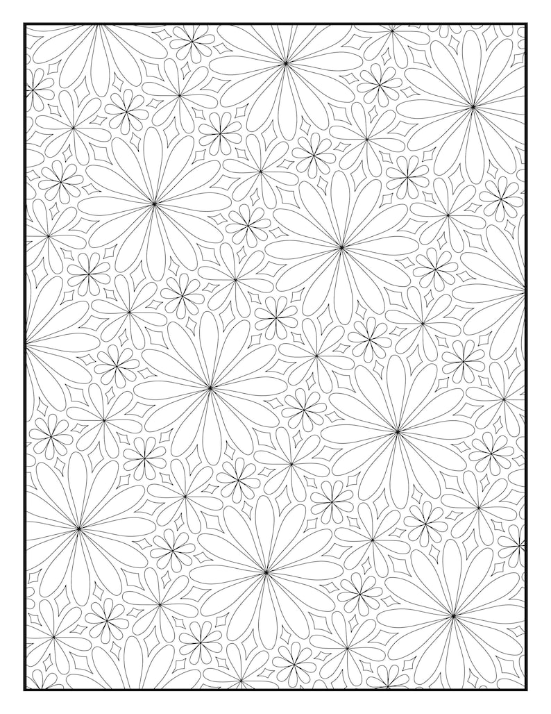 Coloring Page Geometric Floral Repeating Pattern 2923 Printable - Etsy