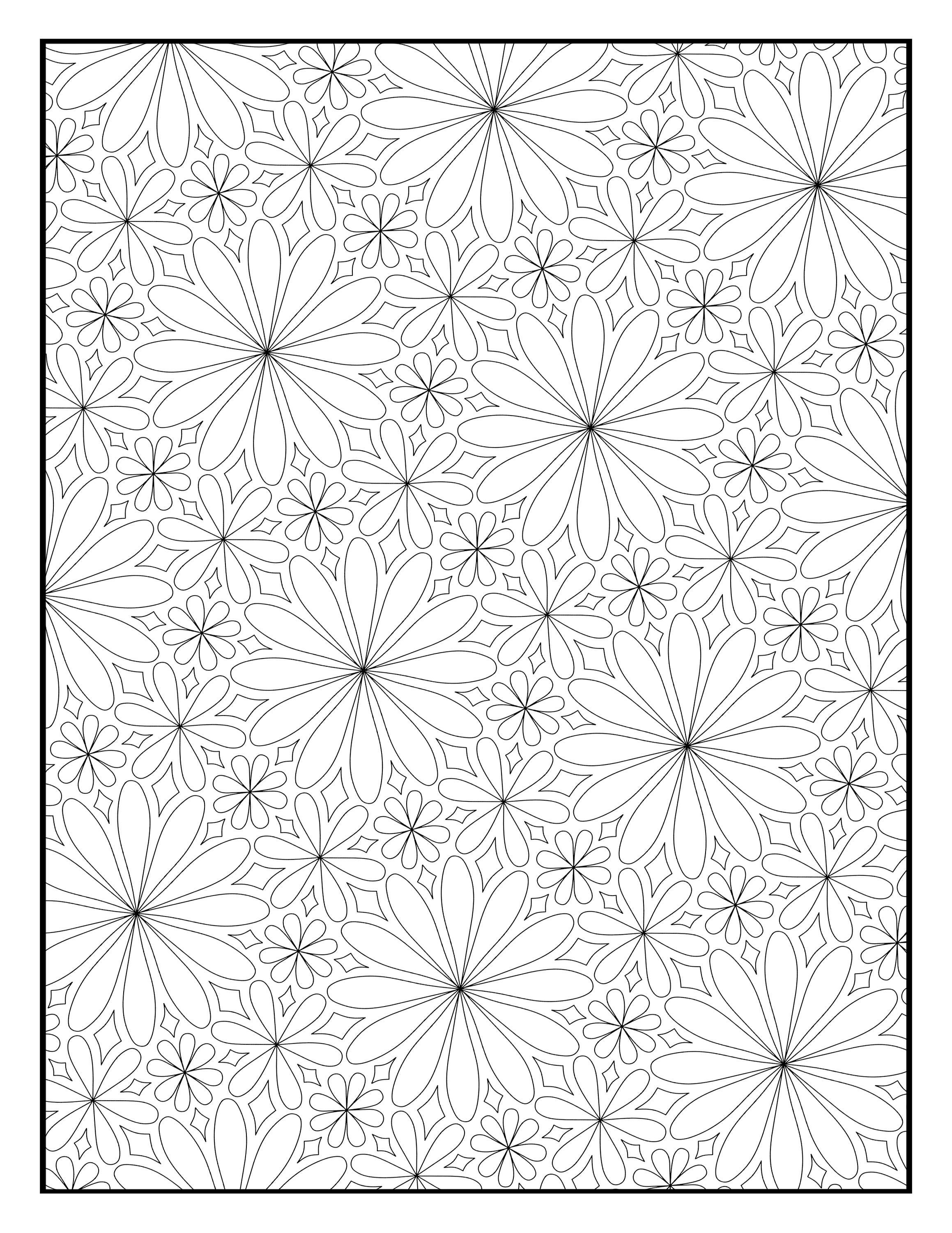Coloring Page Geometric Floral Repeating Pattern 2923 Printable - Etsy