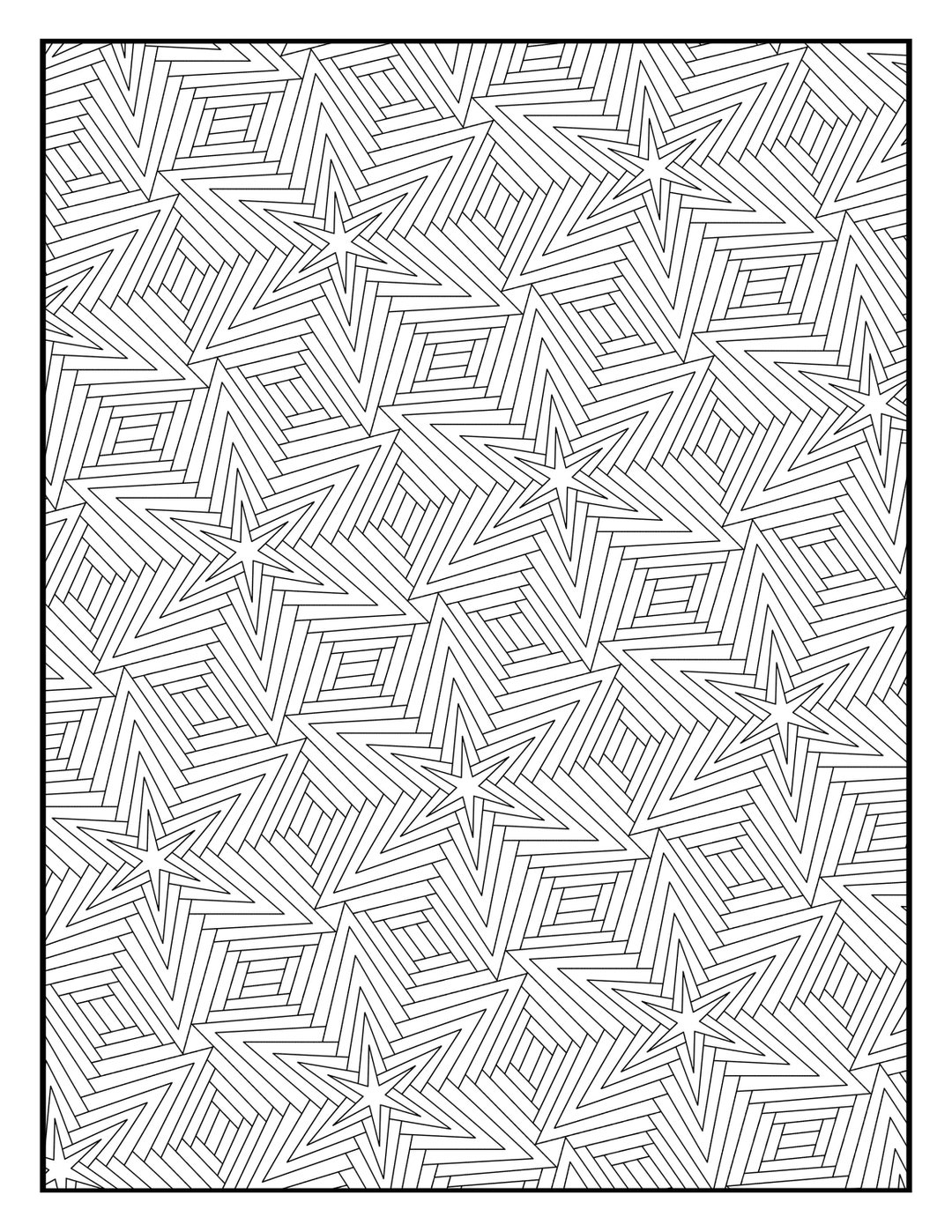Coloring Page Geometric Floral Star Pattern 2952 Printable - Etsy