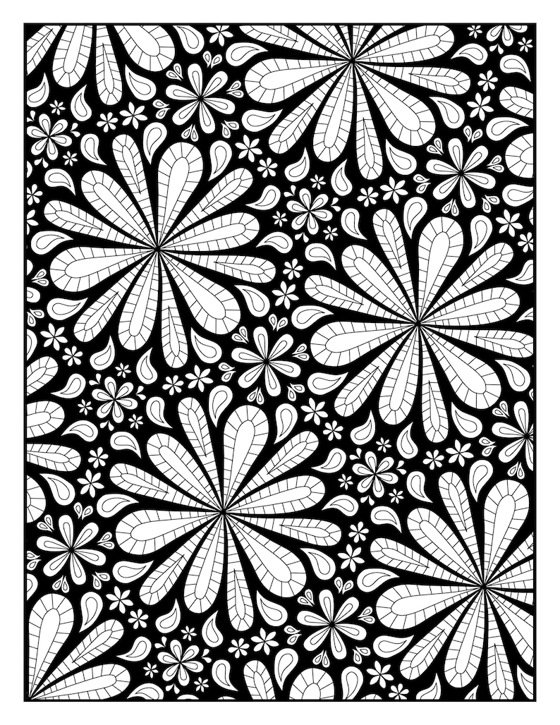Coloring Page Geometric Floral Repeating Pattern 2906 Printable - Etsy