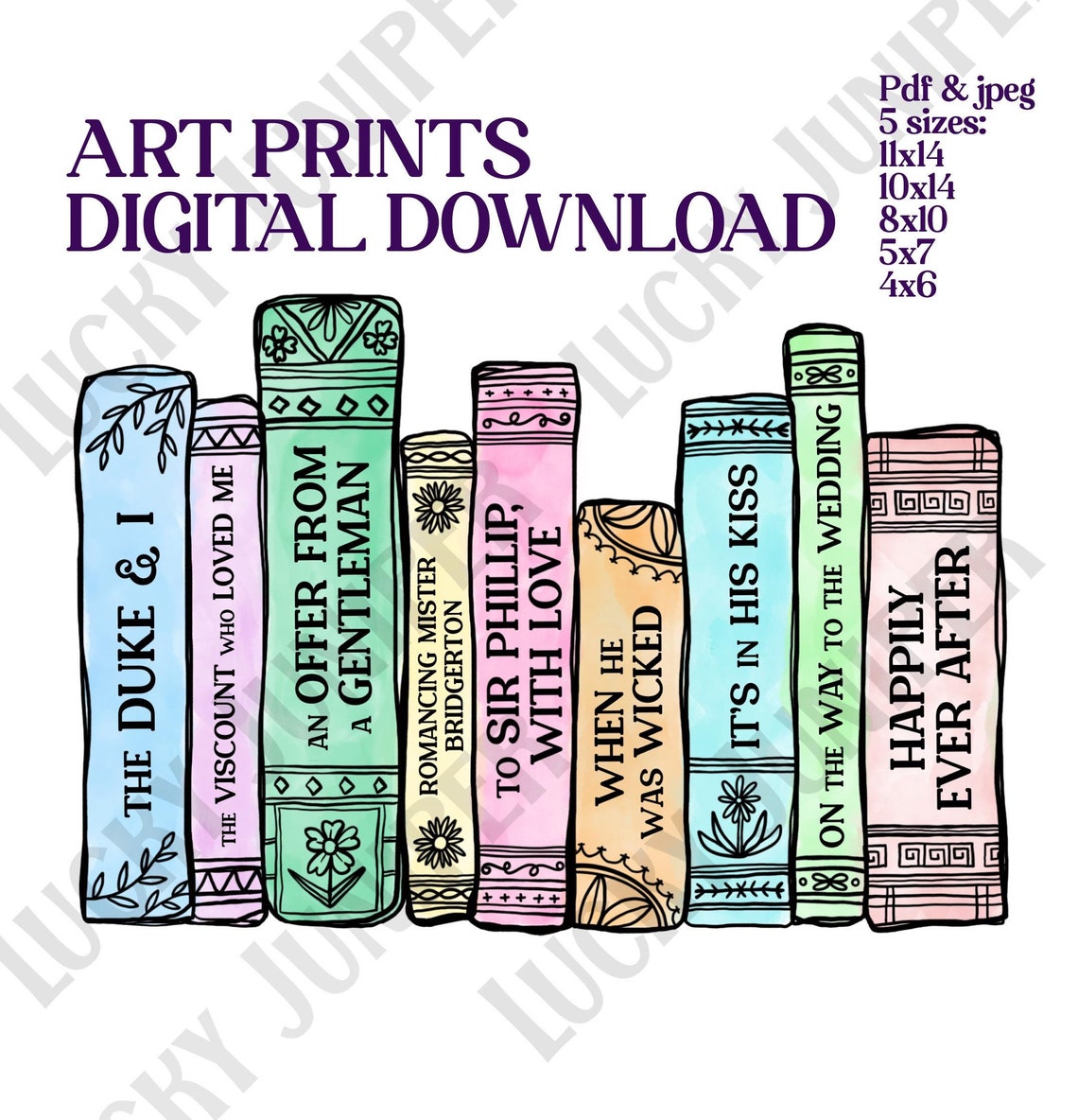Bridgerton Bookshelf Art Prints Printable Digital Download - Etsy