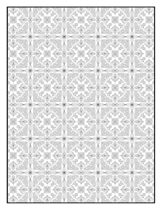 Coloring Page Geometric Folk Repeating Pattern 3068 - Etsy