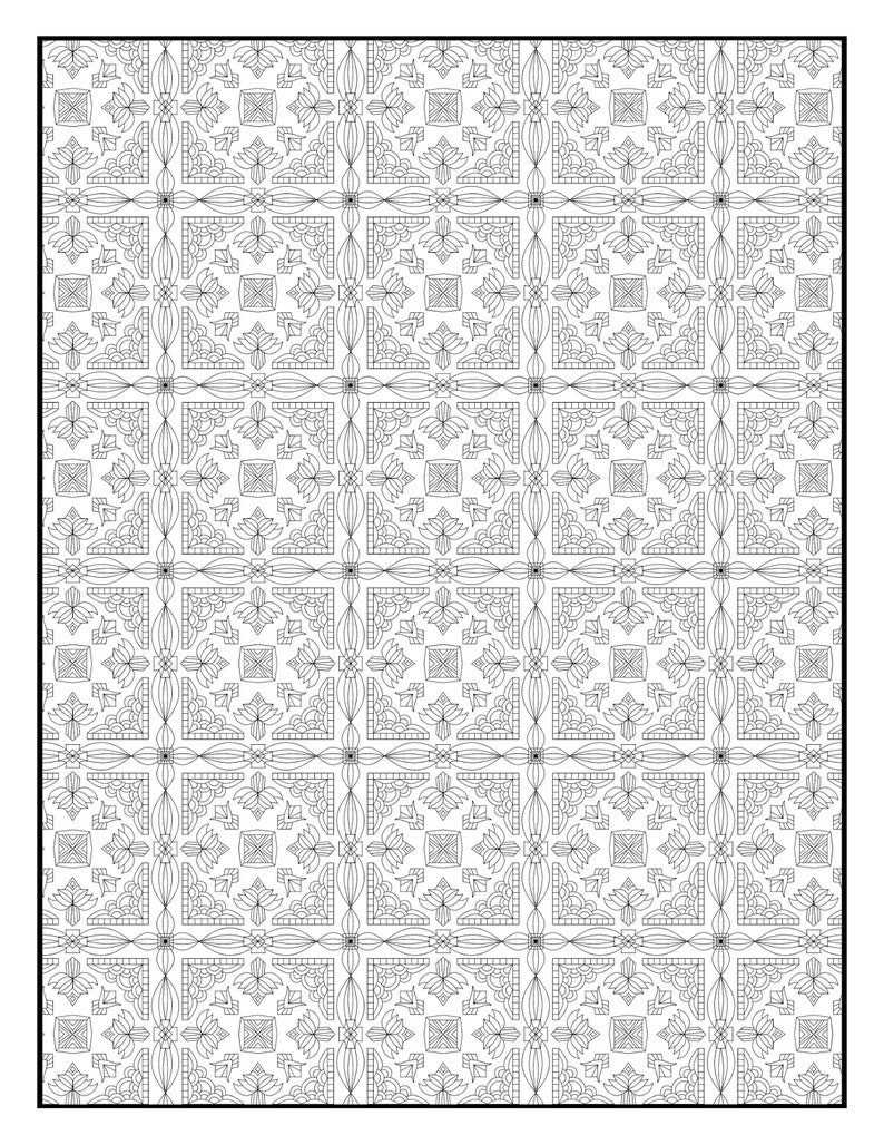 Coloring Page Geometric Folk Repeating Pattern 3068 Printable - Etsy