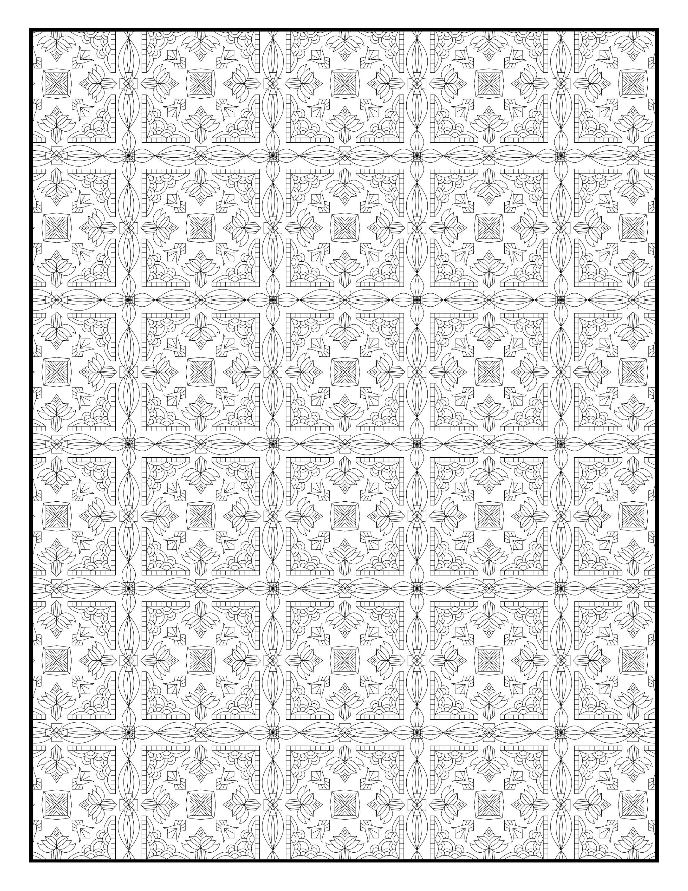 Coloring Page Geometric Folk Repeating Pattern 3068 Printable - Etsy