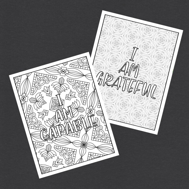 Affirmations Motivational Adult Coloring Pages Printable Digital ...
