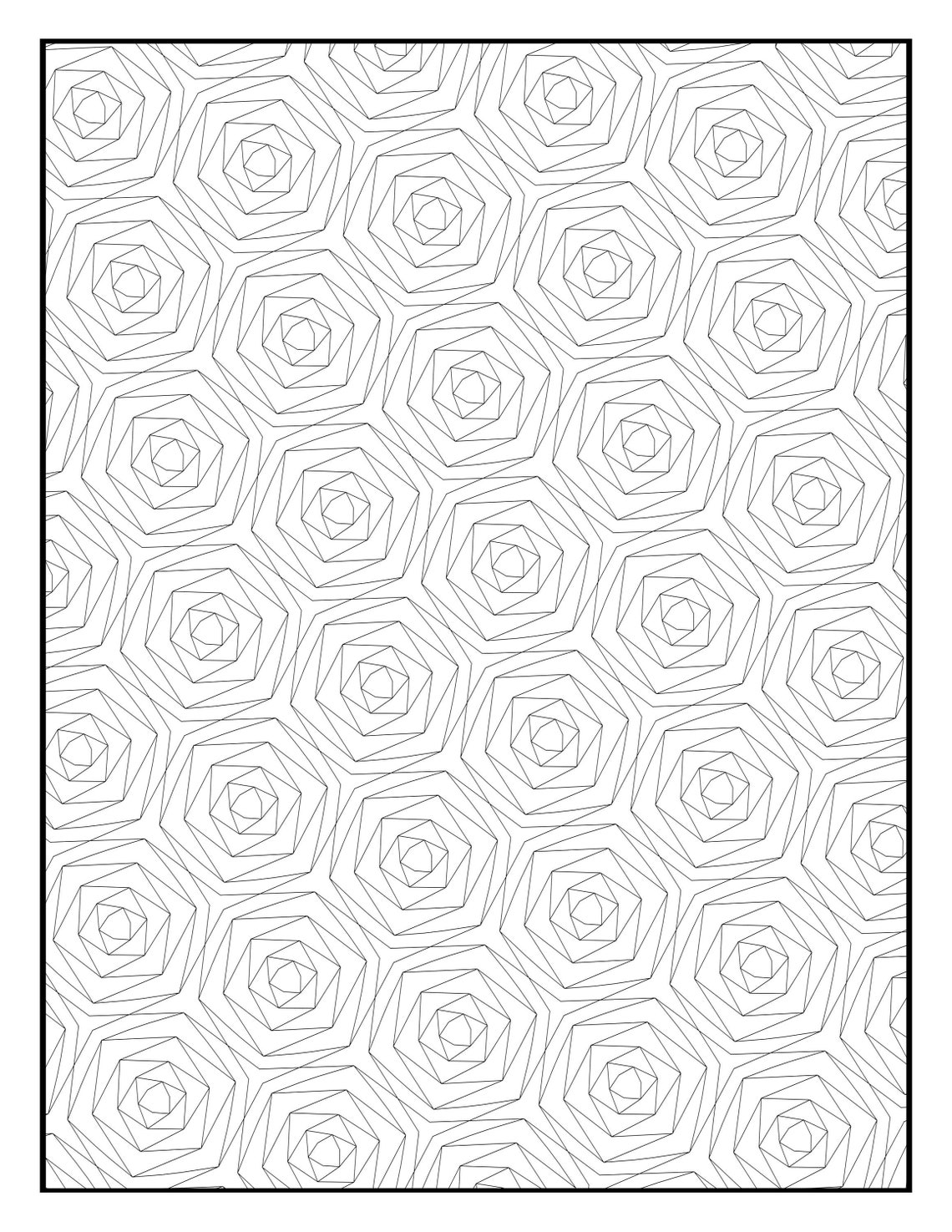 Coloring Page Geometric Floral Rose Pattern 2955 Printable - Etsy
