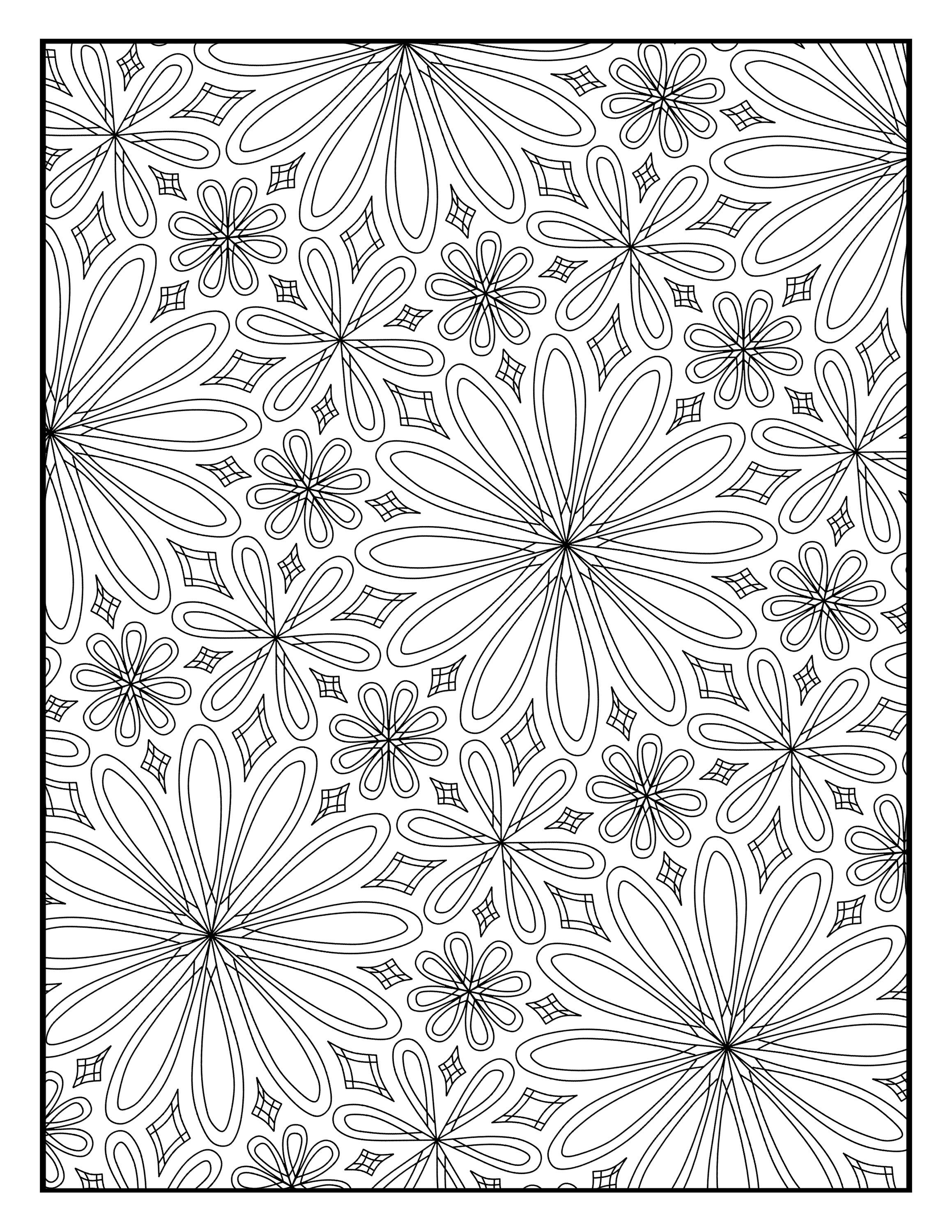 Coloring Page Geometric Floral Repeating Pattern 2927 Printable - Etsy