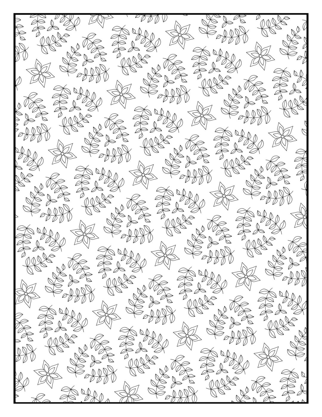 Coloring Page Floral Leaves Repeating Pattern 3286 Printable - Etsy