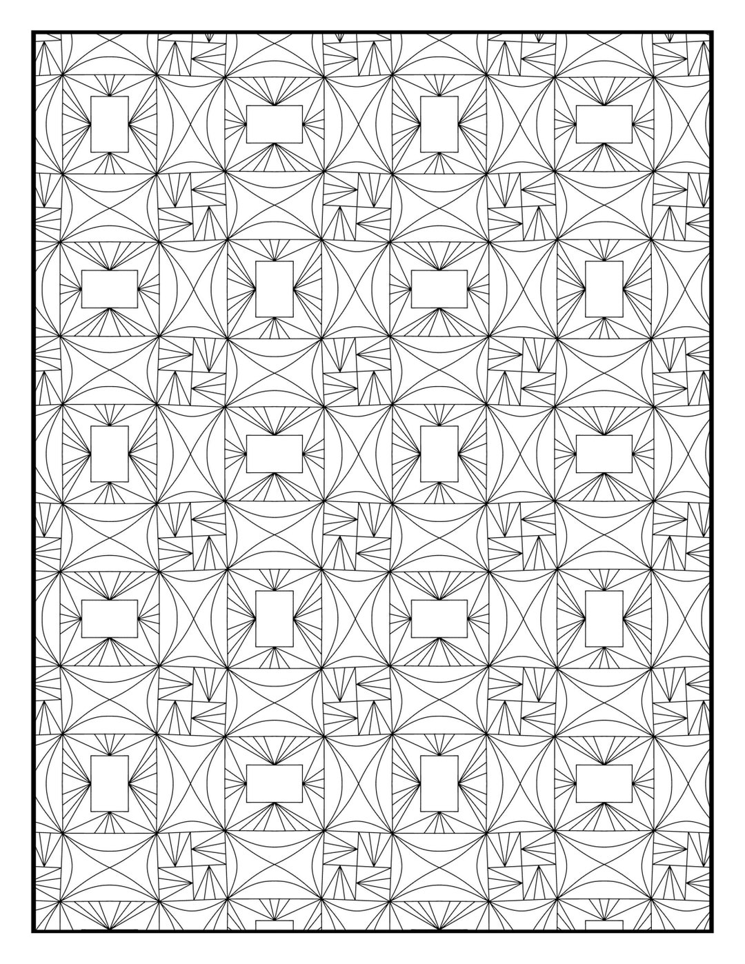 Coloring Page Geometric Quilt Repeating Pattern 3045 Printable - Etsy