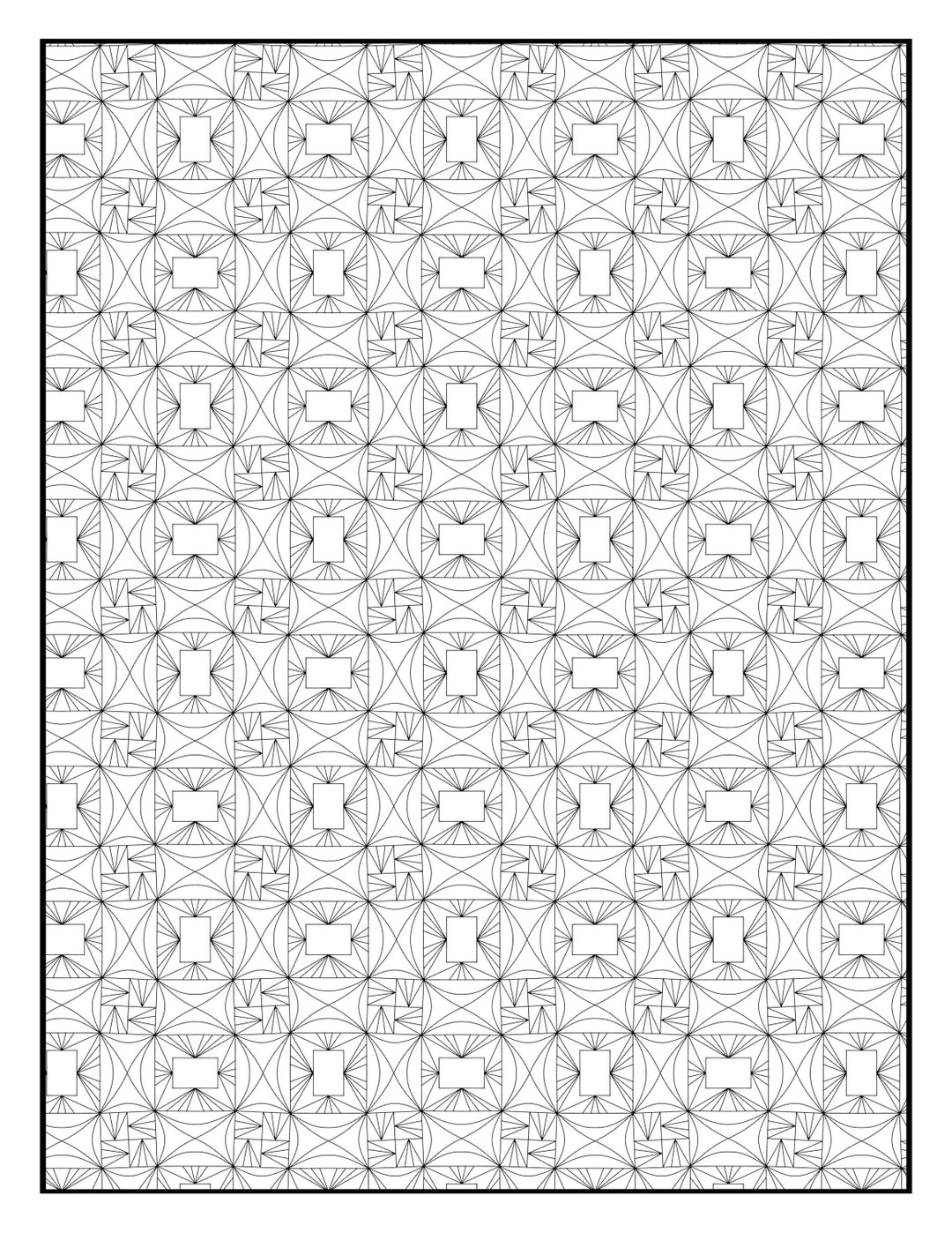 Coloring Page Geometric Quilt Repeating Pattern 3044 Printable - Etsy