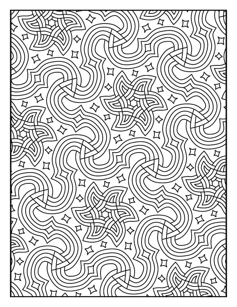 Coloring Page Floral Star Mandala Flower Geometric Repeating Pattern ...