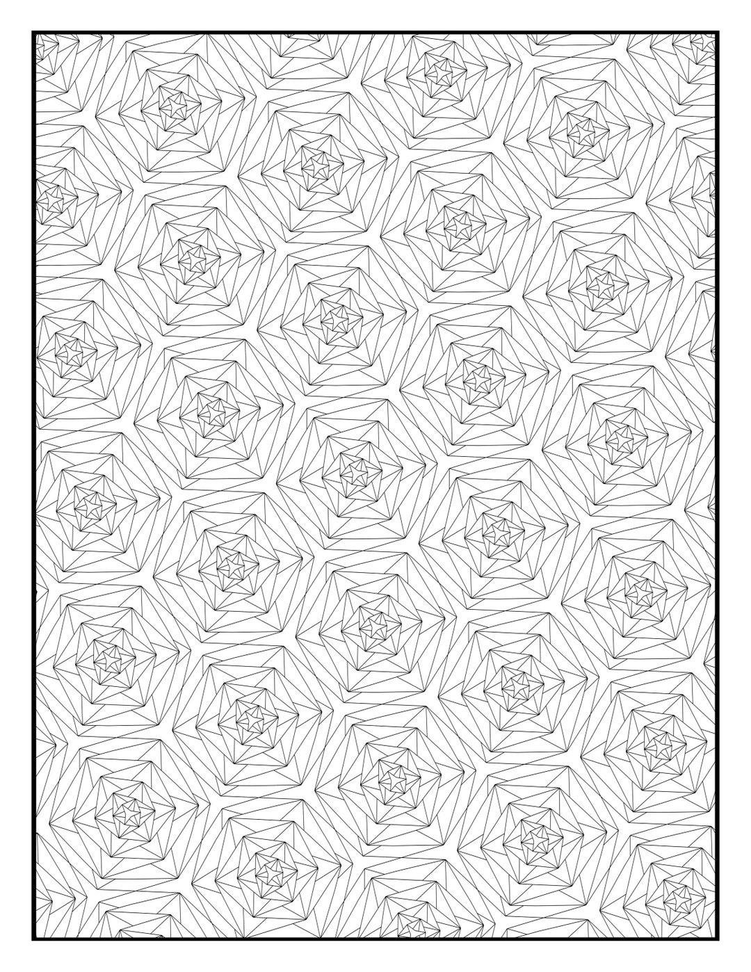 Coloring Page Rose Geometric Floral Pattern 2960 Printable - Etsy
