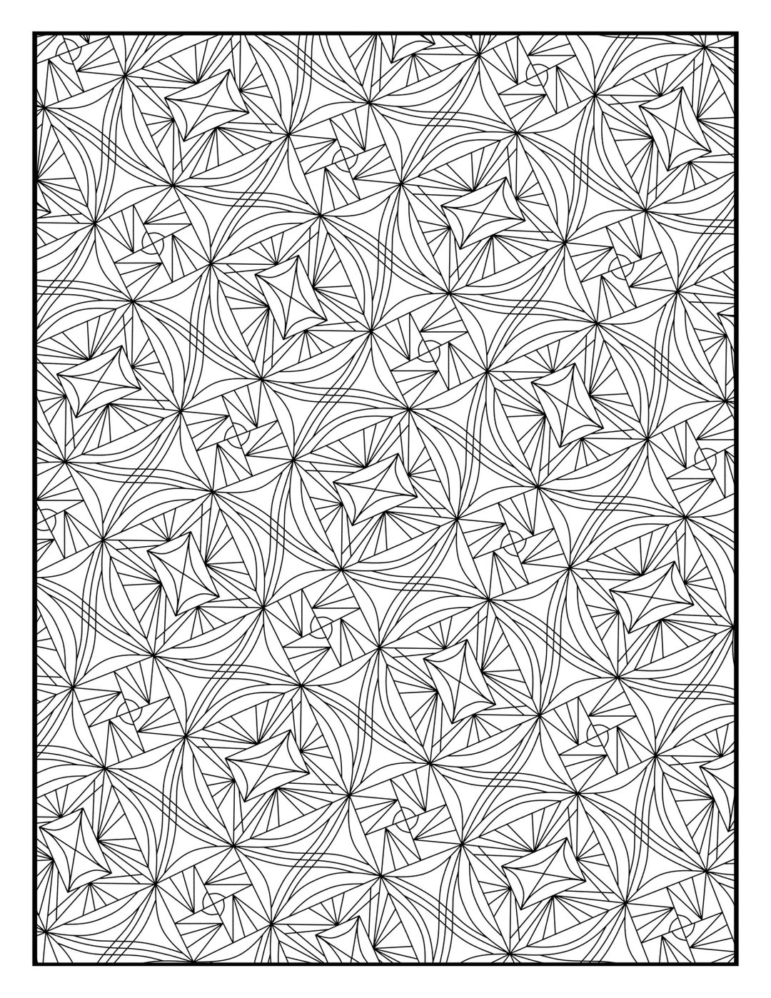 Coloring Page Geometric Quilt Repeating Pattern 3060 Printable - Etsy