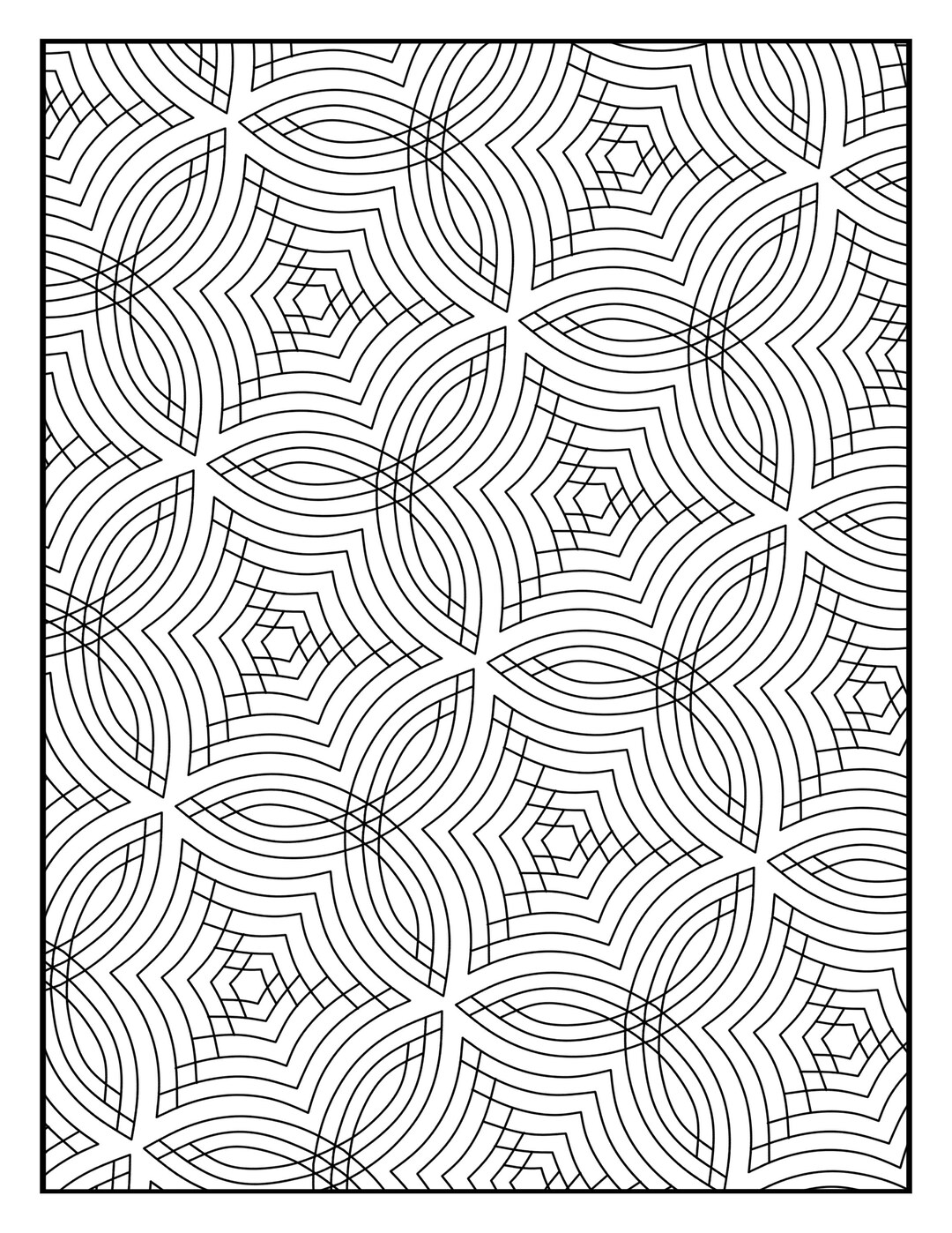 Coloring Page Floral Mandala Flower Geometric Repeating Pattern UA13 ...