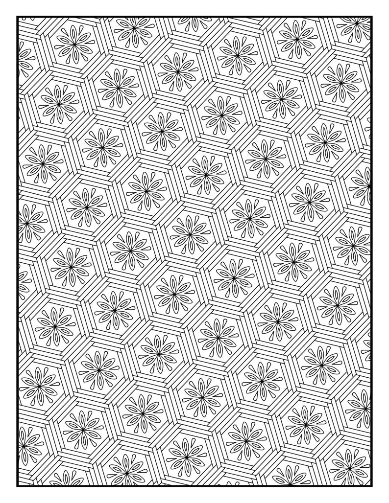 Coloring Page Geometric Repeating Pattern 2666 Printable - Etsy