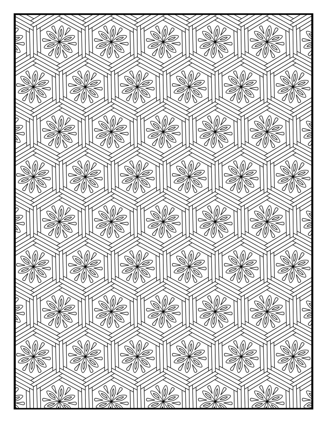 Coloring Page Geometric Repeating Pattern 2666-2 Printable - Etsy