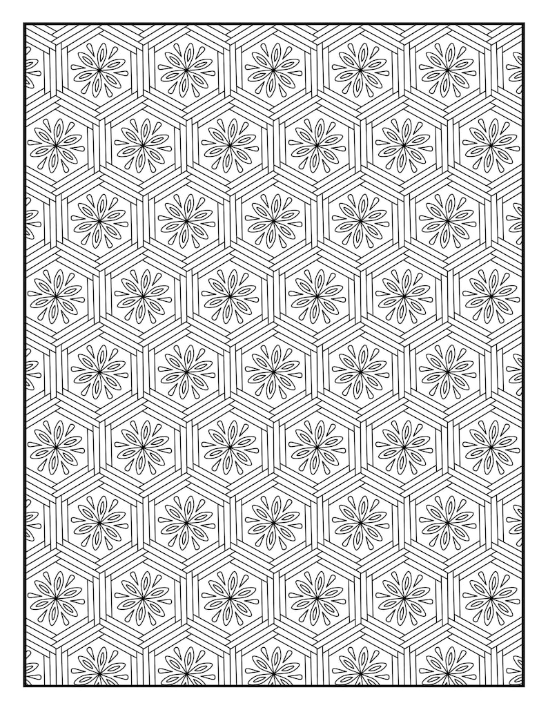 Coloring Page Geometric Repeating Pattern 2666-2 Printable - Etsy