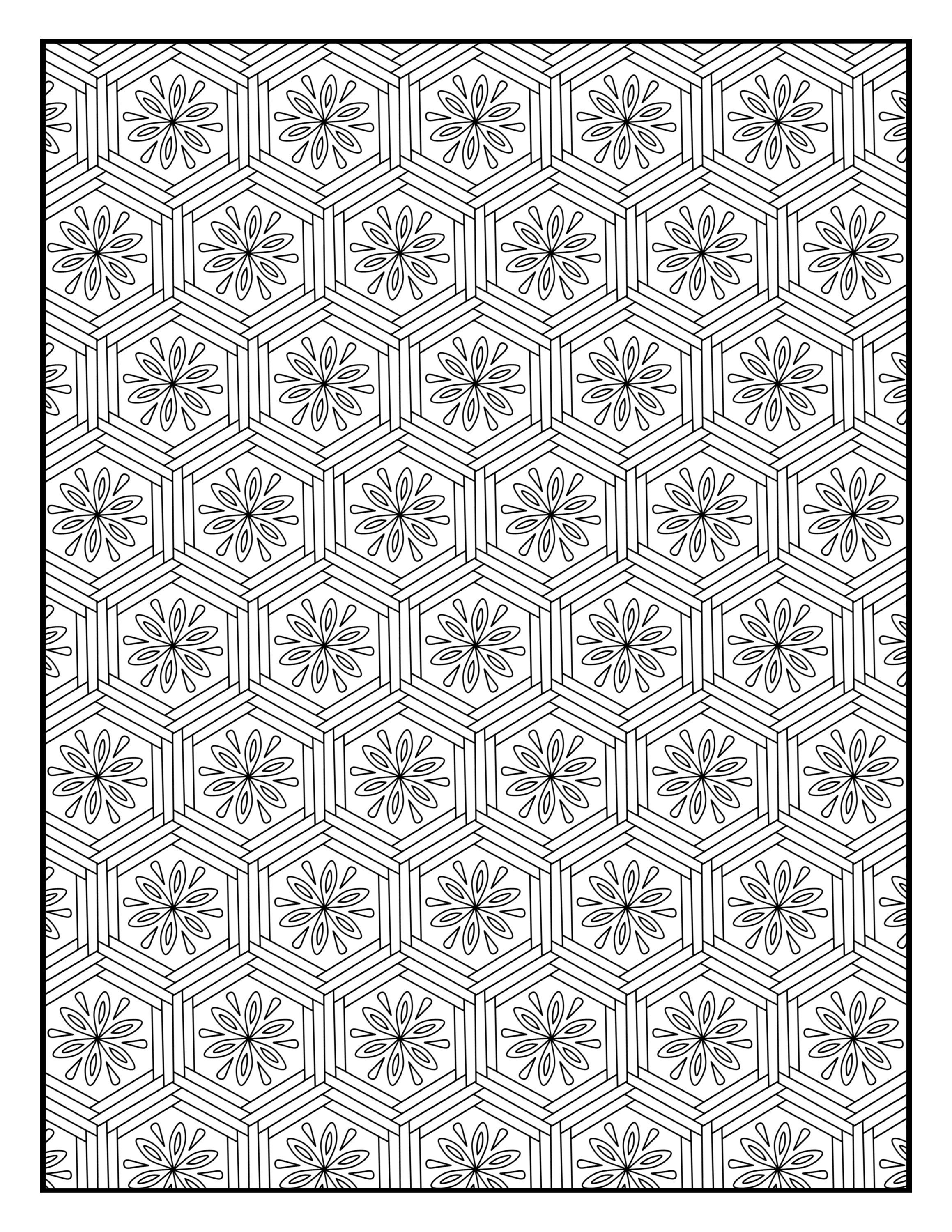 Coloring Page Geometric Repeating Pattern 2666-2 Printable - Etsy