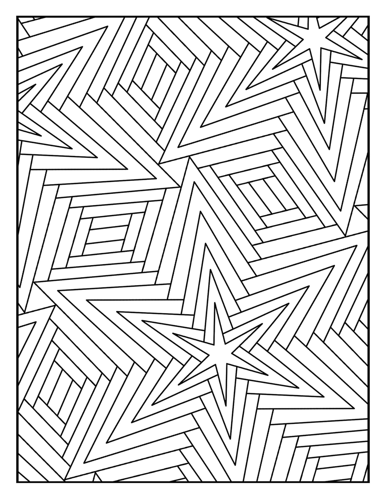 Coloring Page Geometric Floral Star Pattern 2950 Printable - Etsy