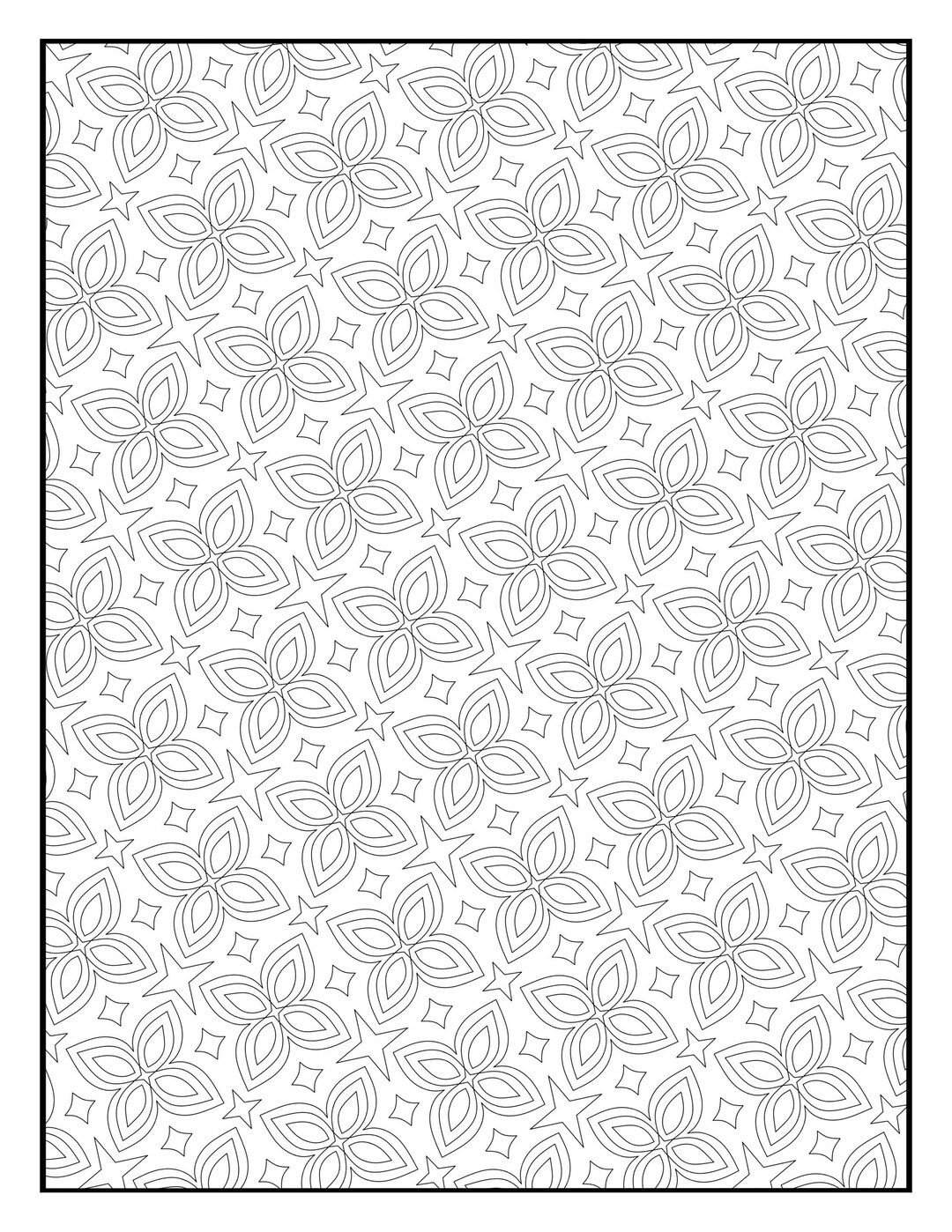 Coloring Page Floral Geometric Stars Simple Repeating Pattern 3183 ...