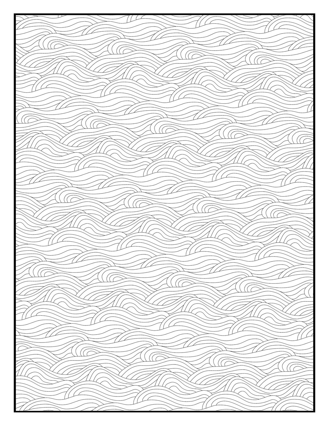Coloring Page Waves Geometric Kaleidoscope Simple Repeating Pattern ...