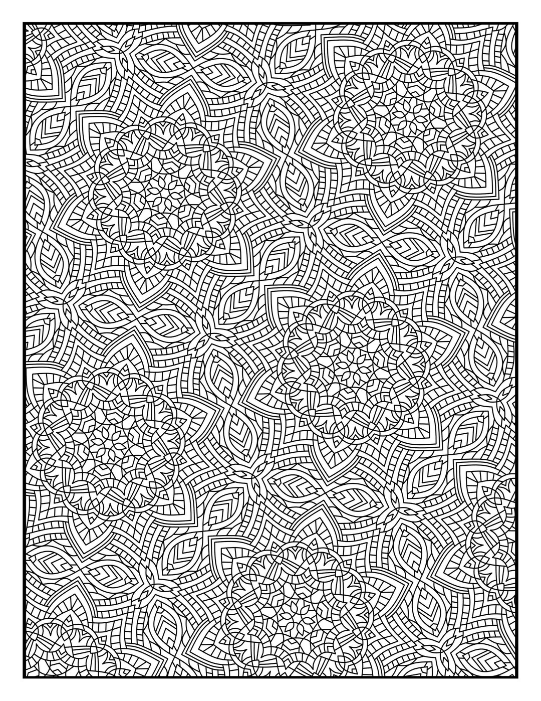 Coloring Page Floral Mandala Flower Geometric Repeating Pattern UA16 ...