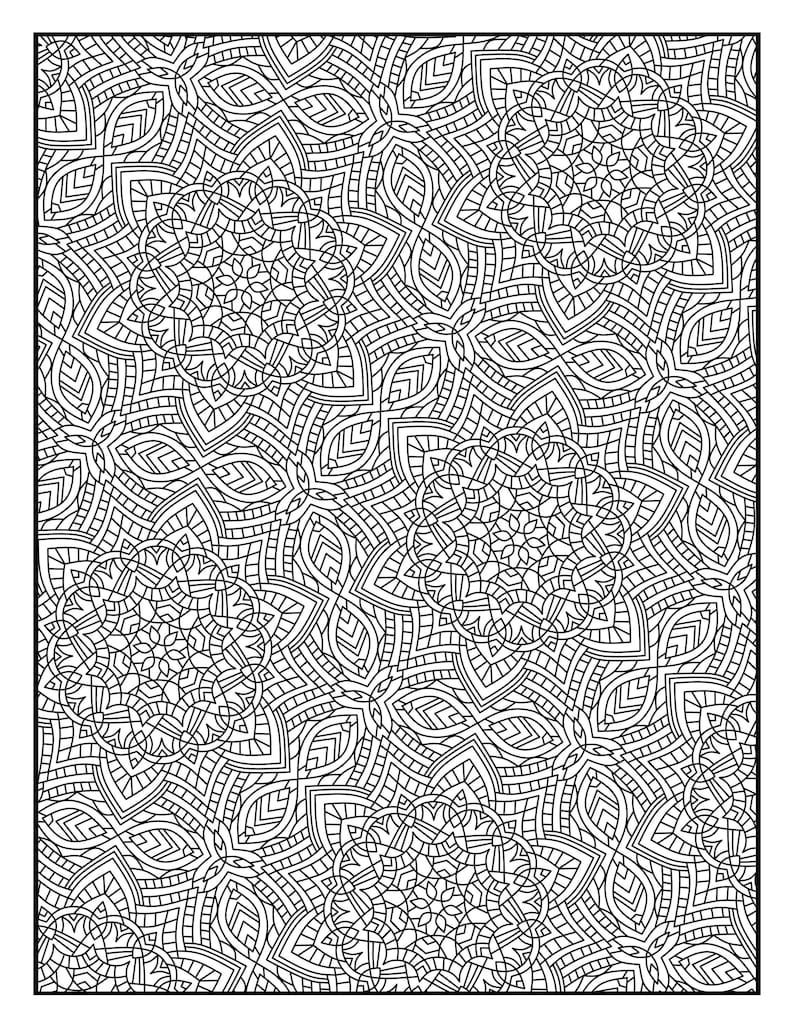 Coloring Page Floral Mandala Flower Geometric Repeating Pattern UA16 ...