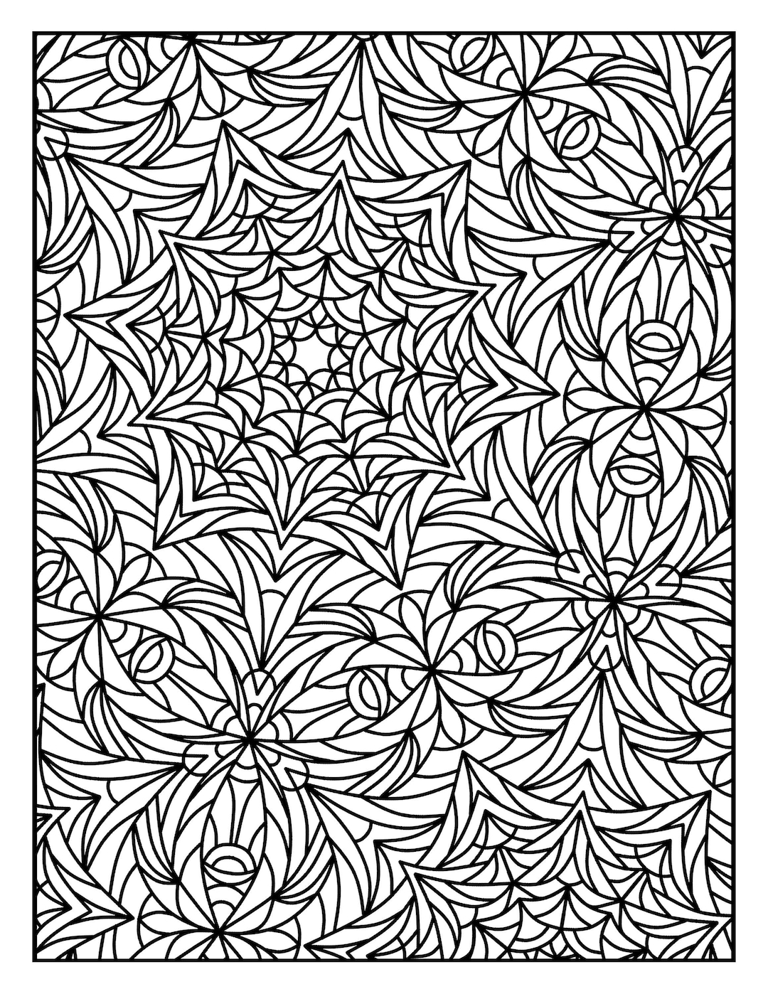 Coloring Page Floral Mandala Flower Geometric Repeating Pattern UA18 ...