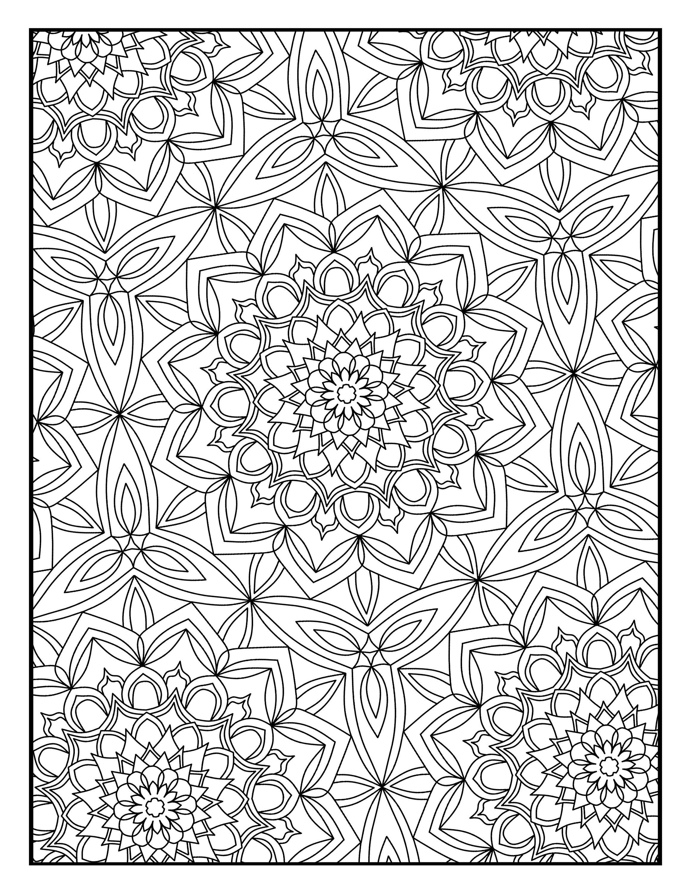 Coloring Page Floral Mandala Flower Geometric Repeating Pattern 3273 ...