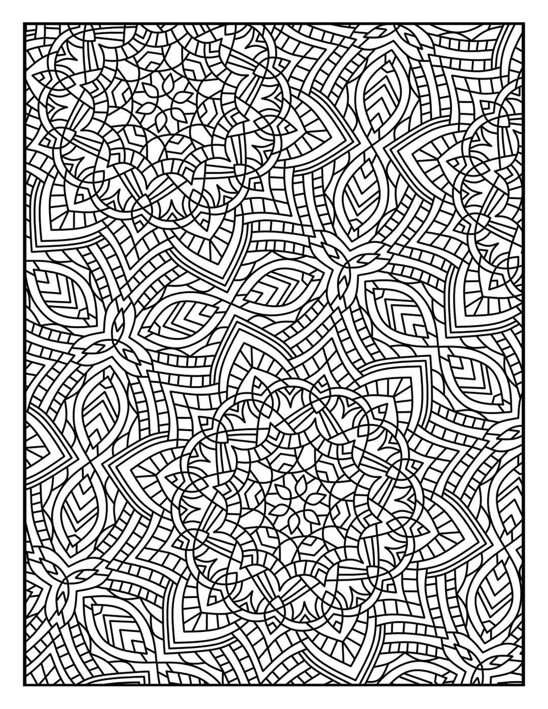 Coloring Page Floral Mandala Flower Geometric Repeating Pattern UA15 ...
