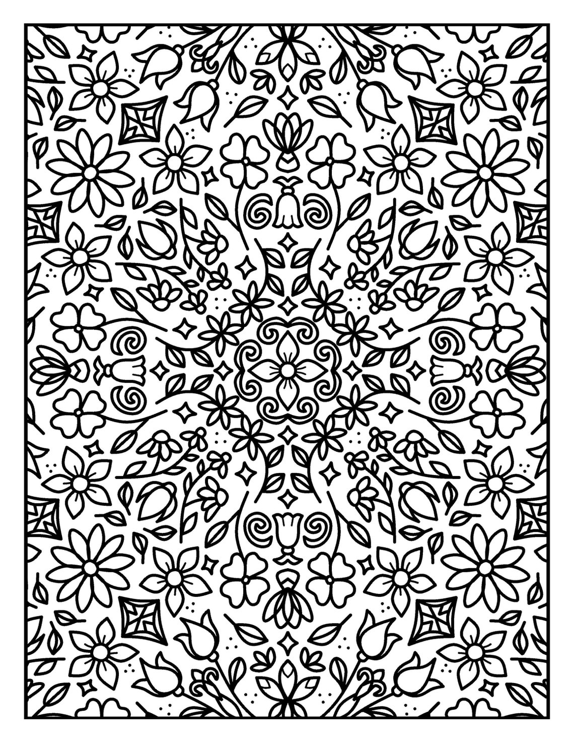Coloring Page Geometric Repeating Pattern 2804 Printable - Etsy